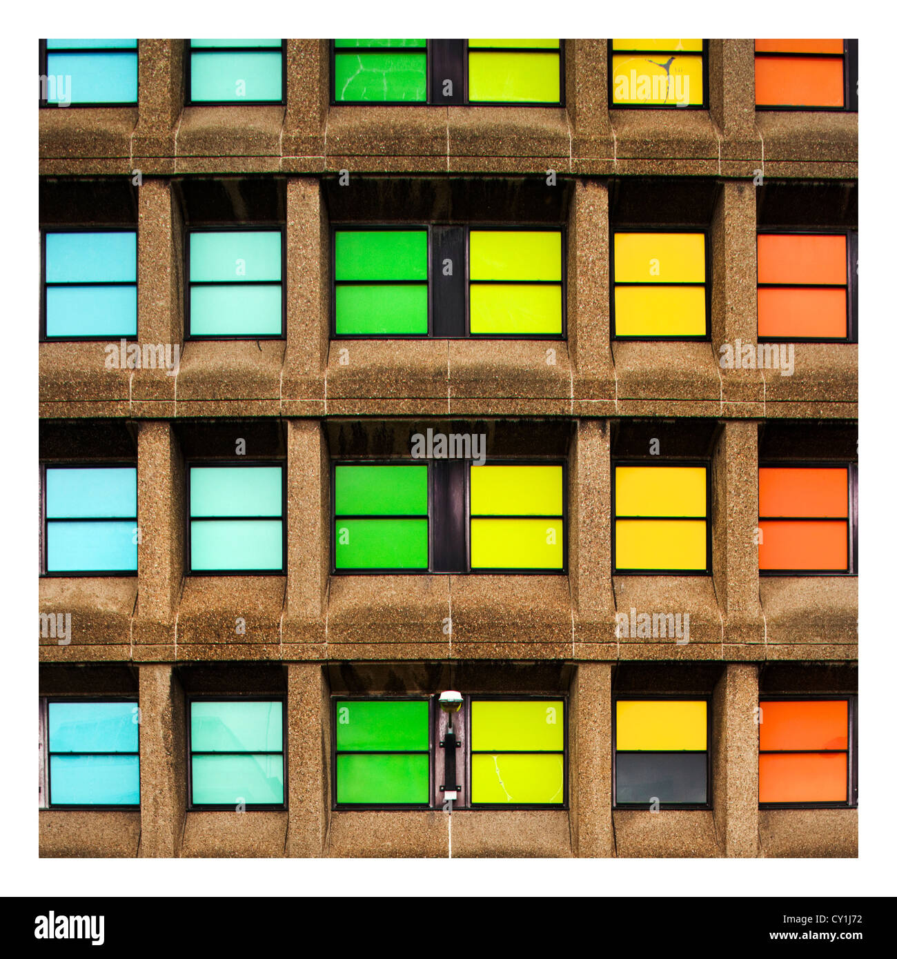 Colourful windows in a modern building Stock Photo - Alamy