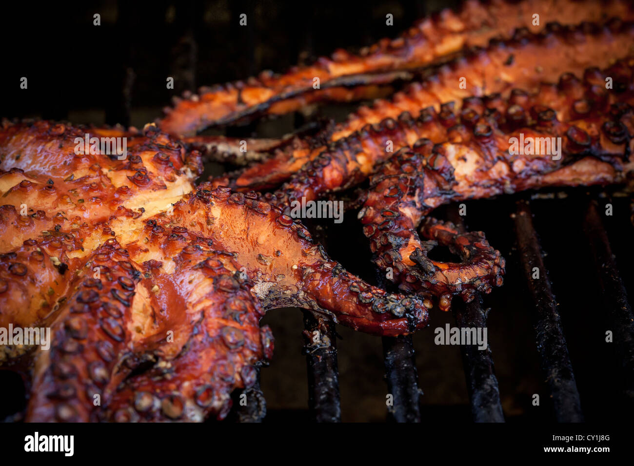 Baby octopus on the barbecue, Limassol, Cyprus Stock Photo - Alamy