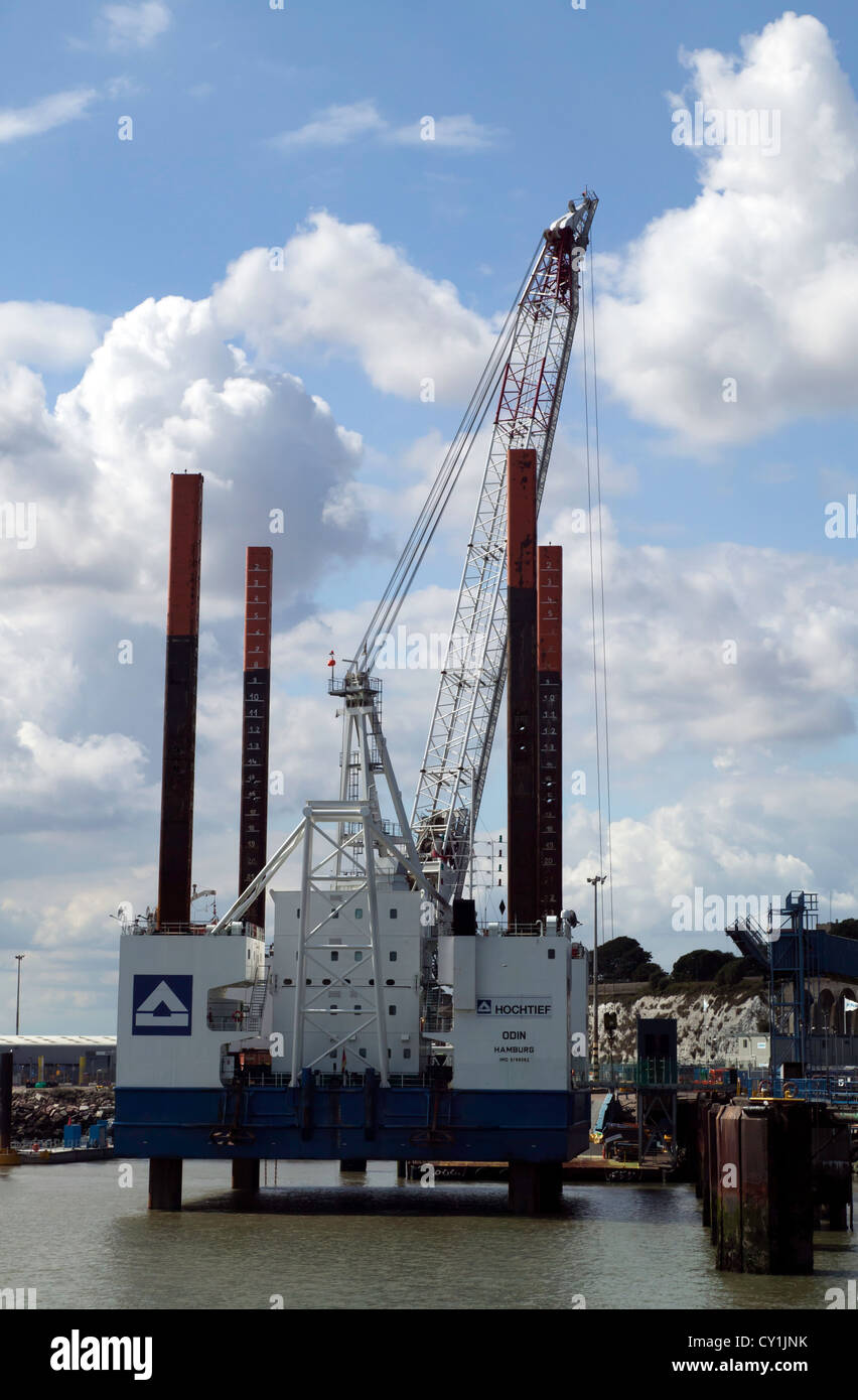 The heavy-lift jack-up vessel Odin, comissioned by Hochtief. at ...
