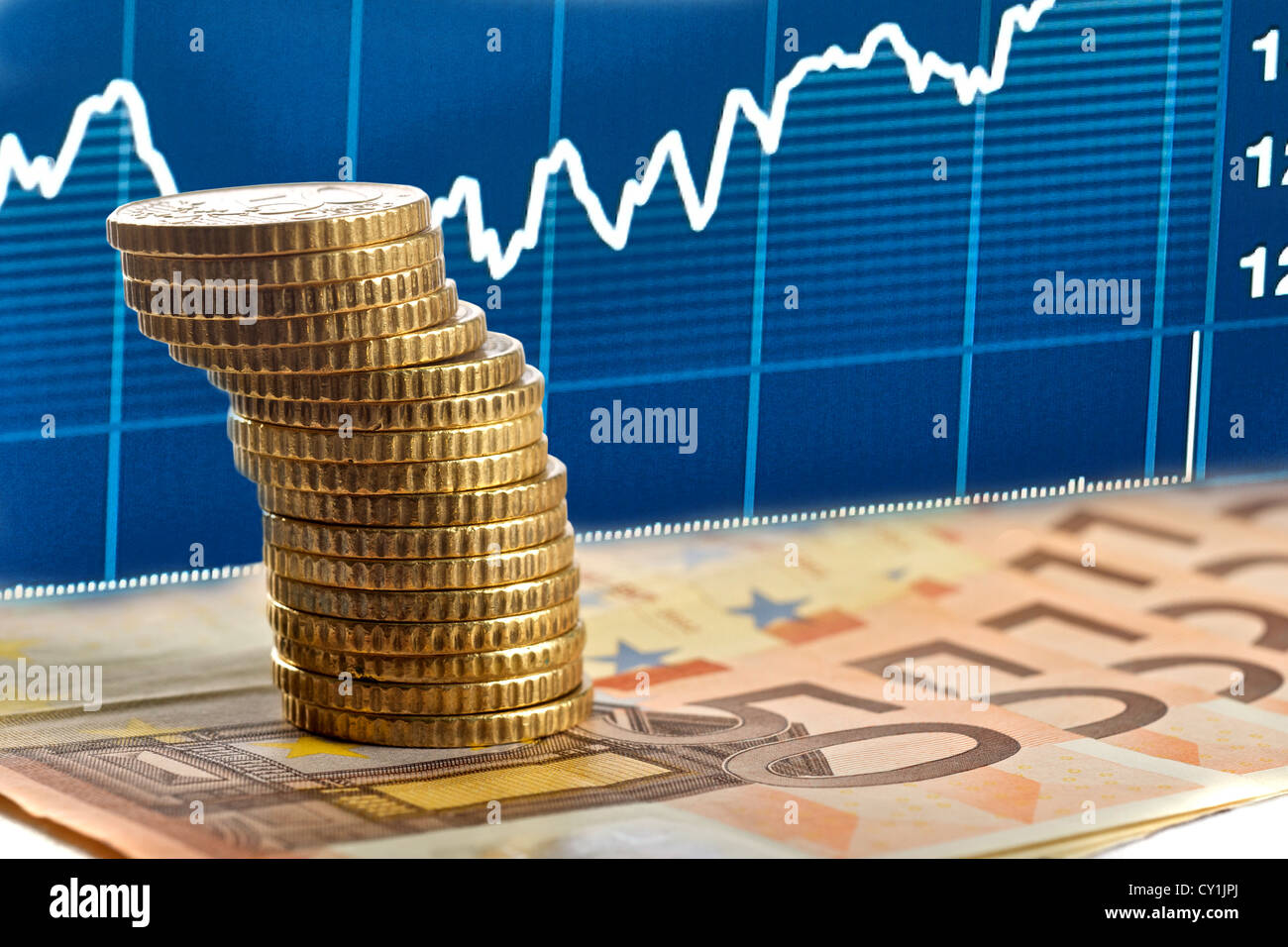 Trade charts with money illustration Stock Photo - Alamy