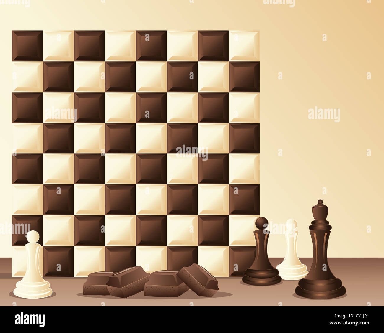an illustration of a dark and white chocolate chess board with ...