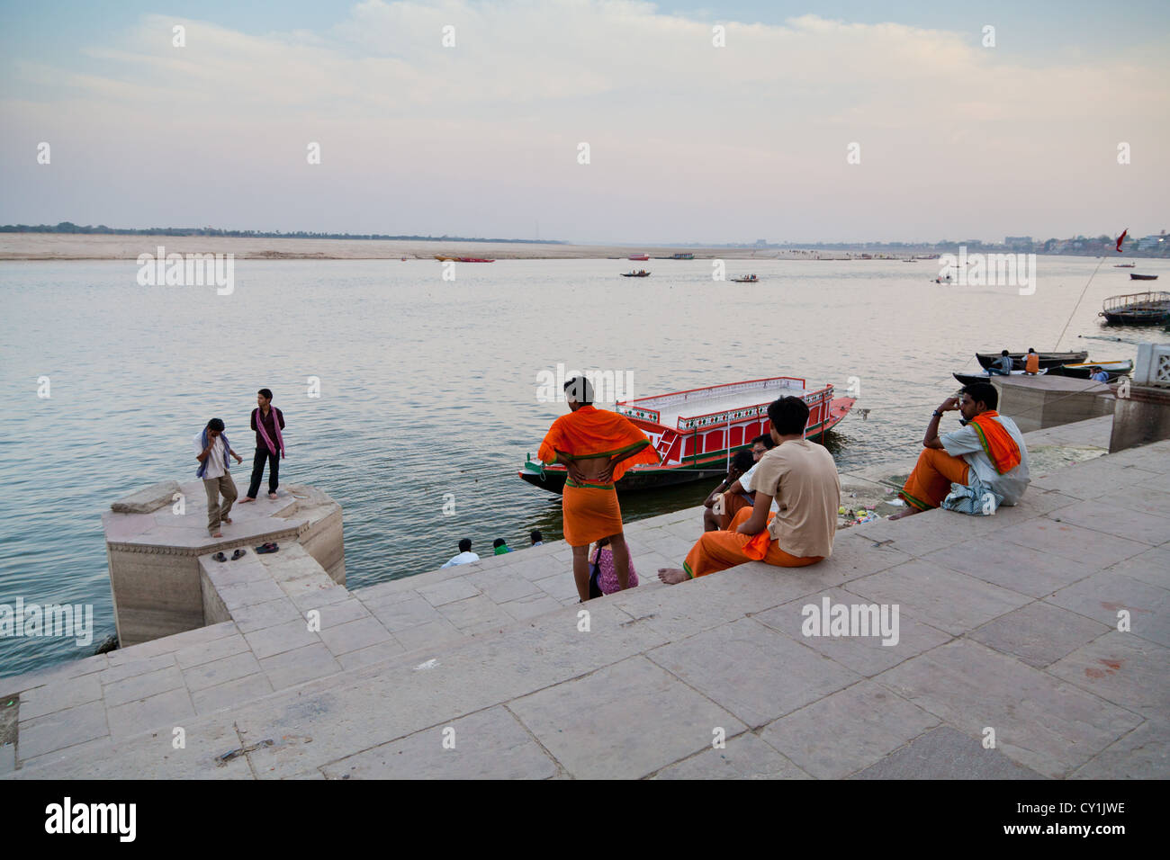 Typical Scenery at the Ghats on the River Ganges in Varanasi, India ...
