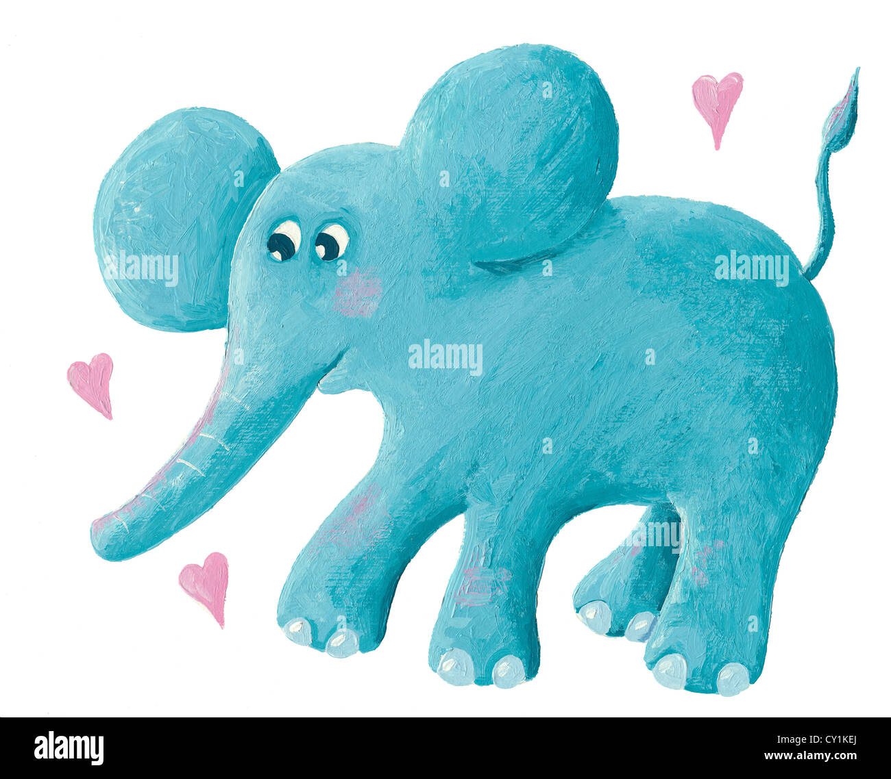 Acrylic illustration of cute blue elephant Stock Photo - Alamy
