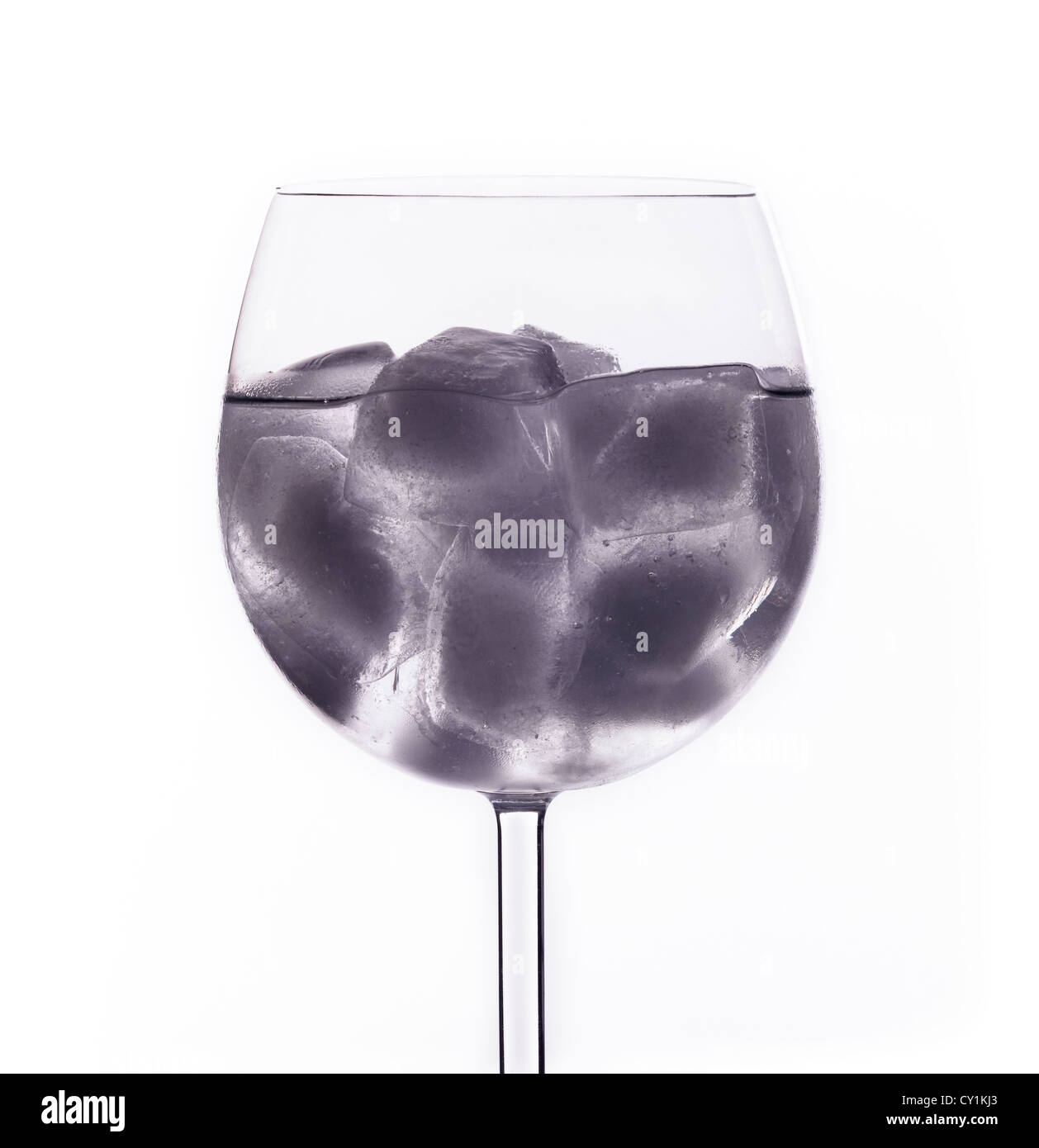Ice Cubes In Glass Of Wine