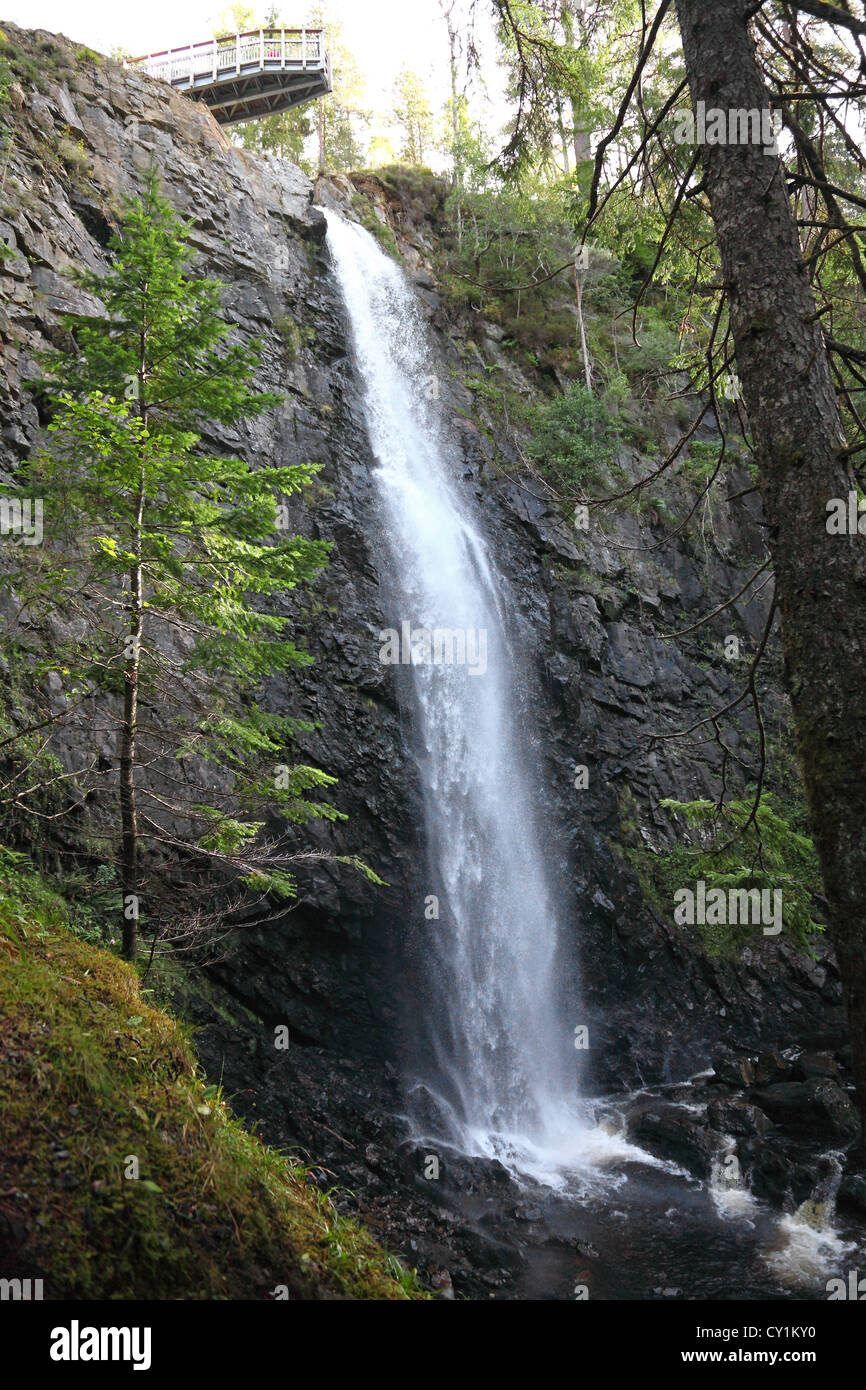 Plodda Falls waterfall, Tomich, near Glen Affric, in the Scottish ...