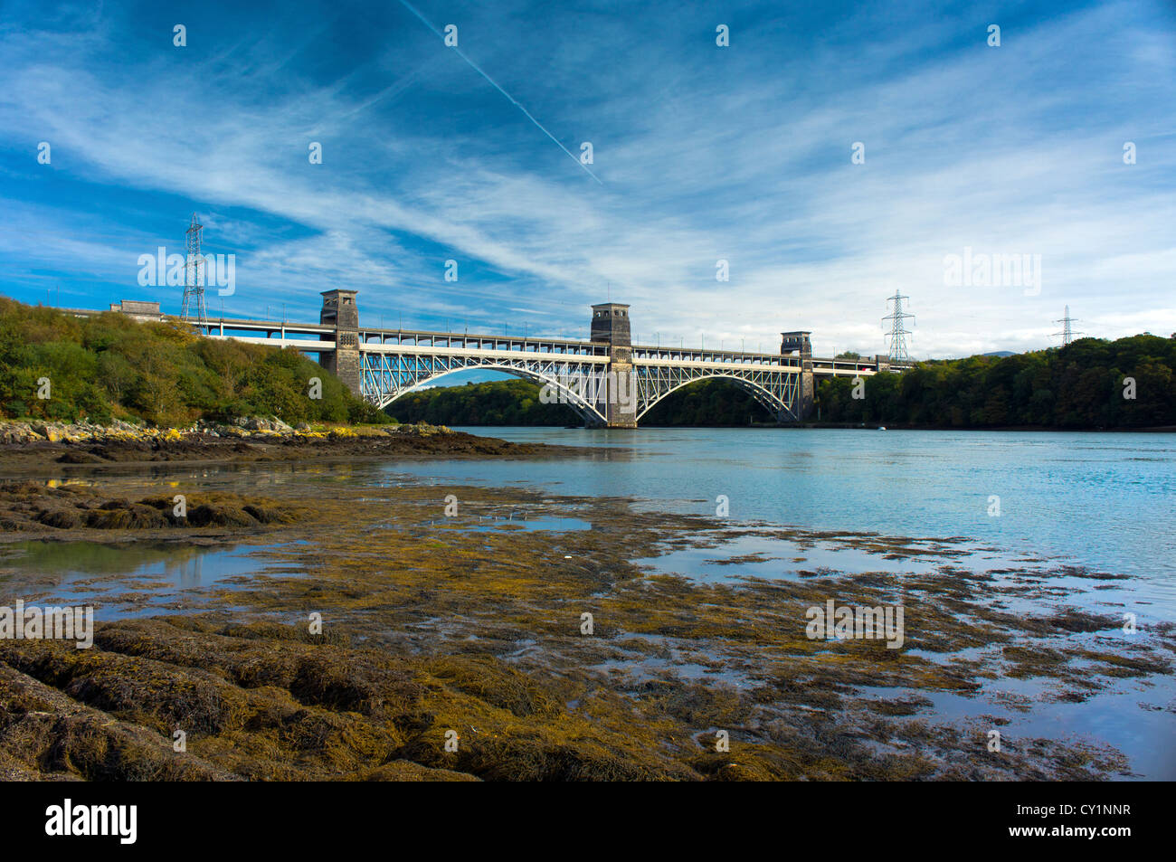Britannia Bridge Menai Straits Anglesey North Wales Uk Stock Photo - Alamy