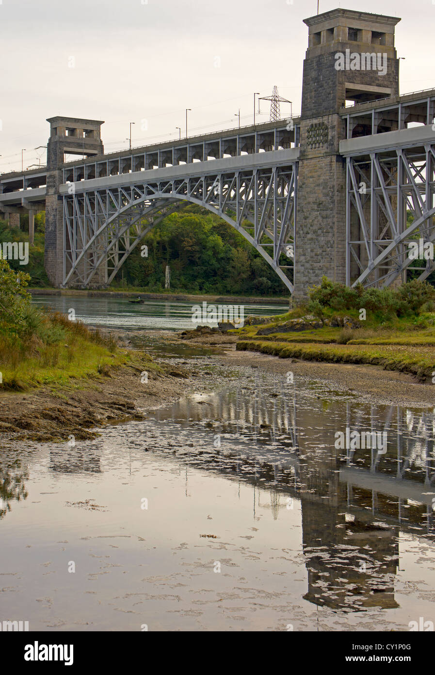 Britannia Bridge Menai Straits Anglesey North Wales Uk. This is a ...