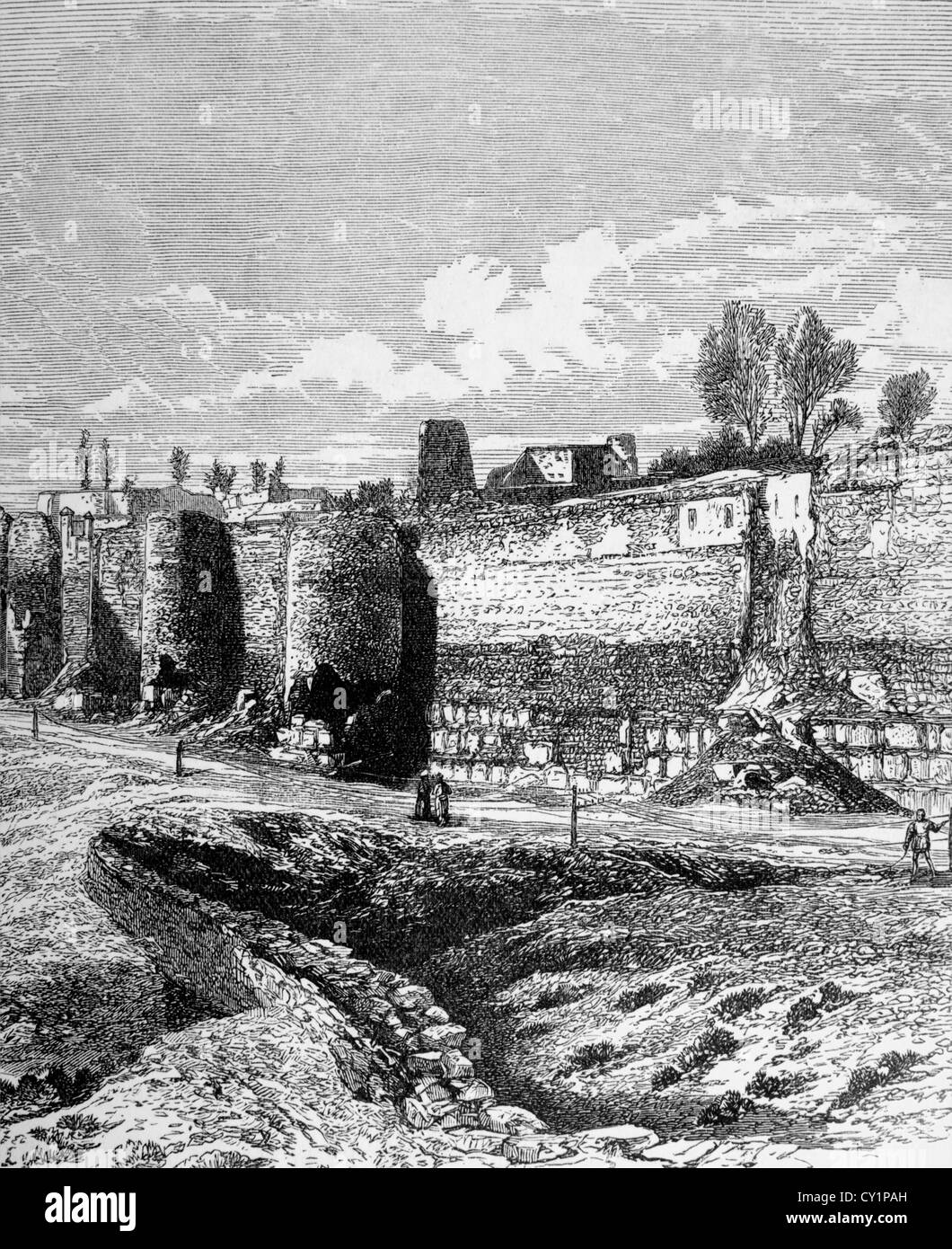 Damascus Syria Walls of Damascus 7th Century Woodcut Stock Photo - Alamy