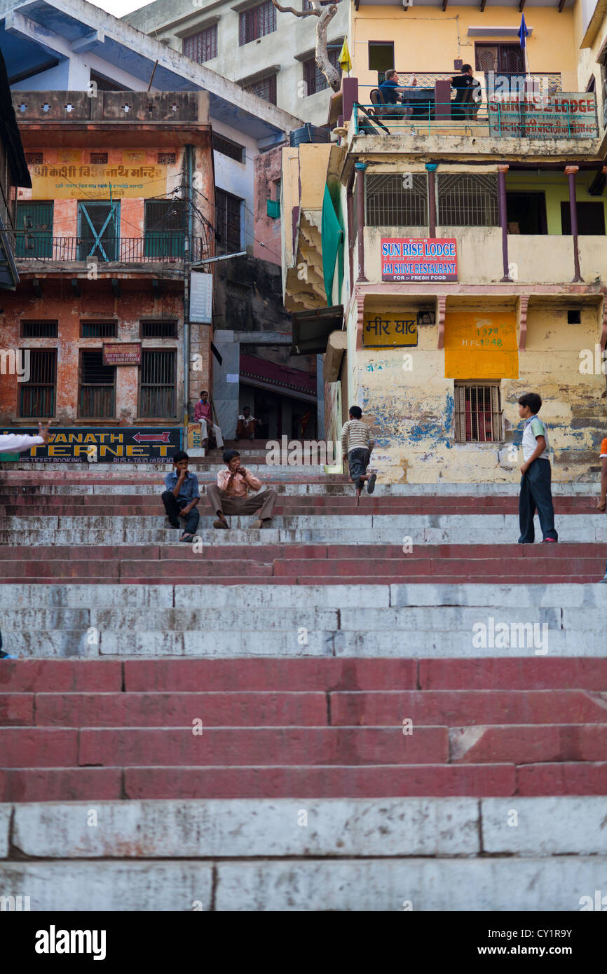 Typical Stairways at the Ghats on the Riverbanks of the Ganges in ...