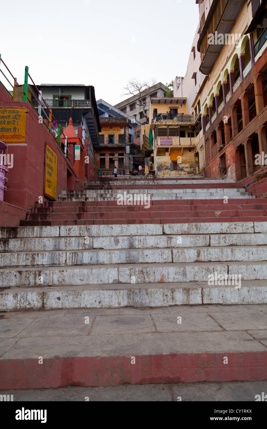 Typical Stairways at the Ghats on the Riverbanks of the Ganges in ...
