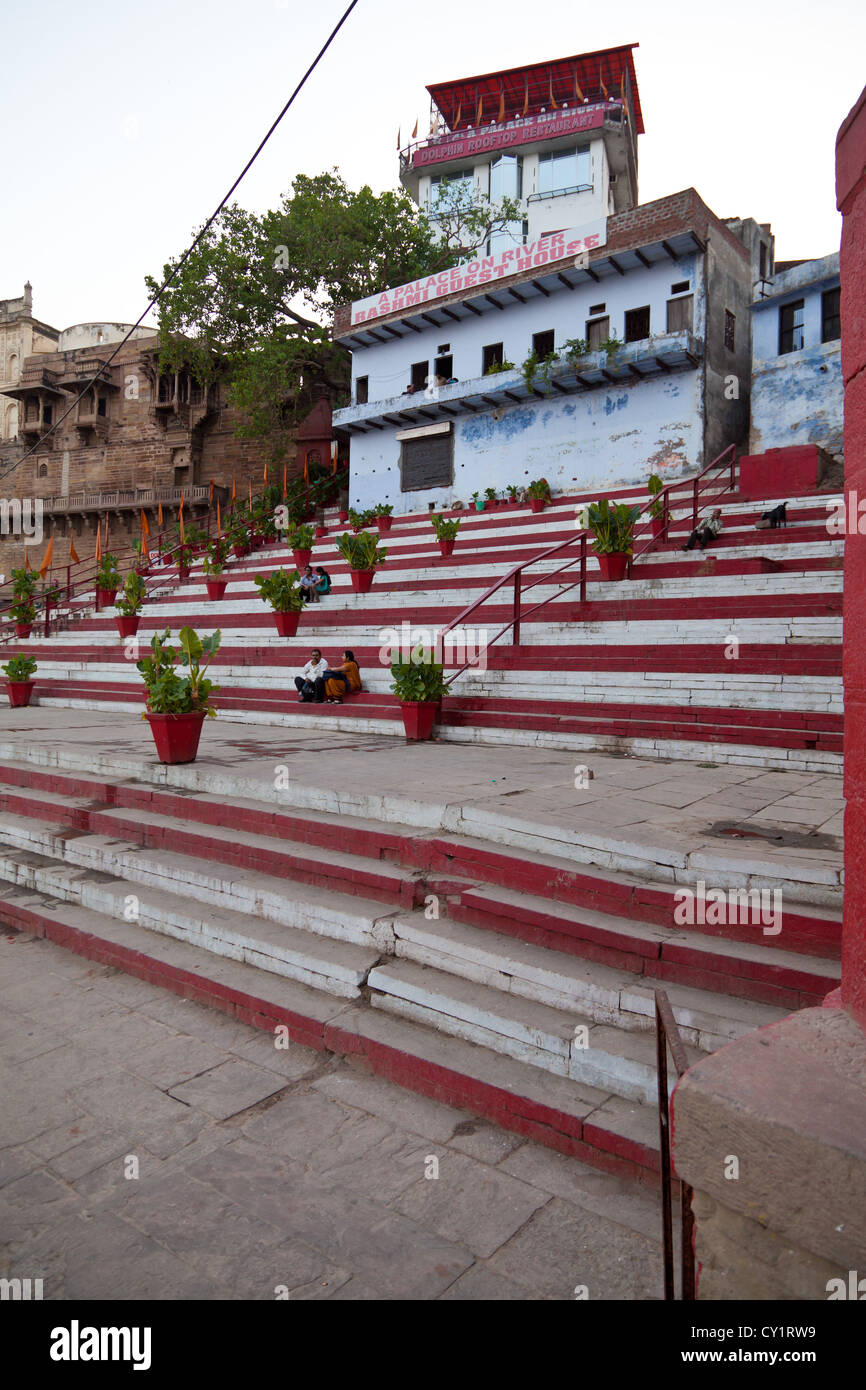 Typical Stairways at the Ghats on the Riverbanks of the Ganges in ...