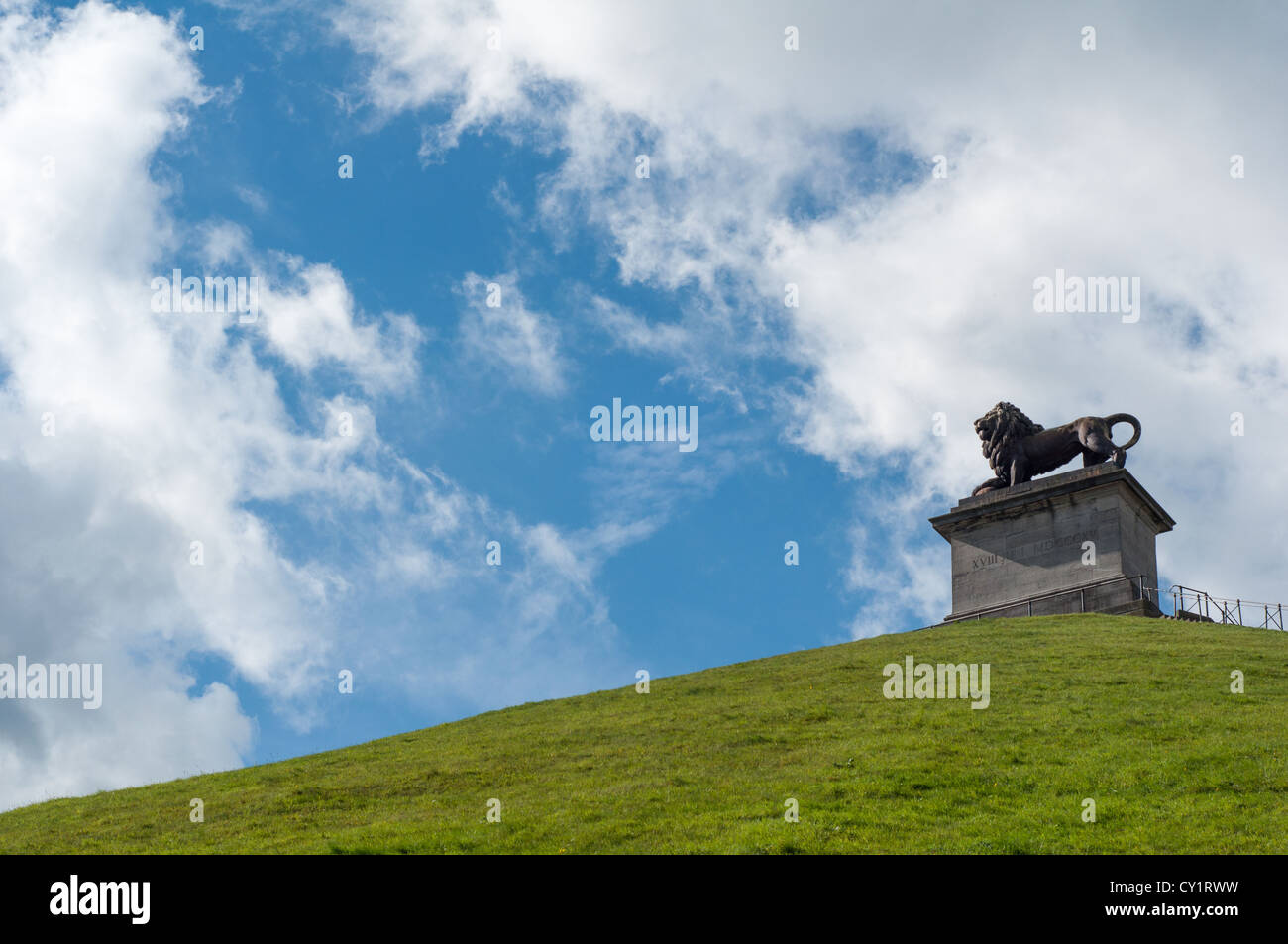 A photograph of the Lion's mound (Butte du Lion) at Waterloo, Belgium ...