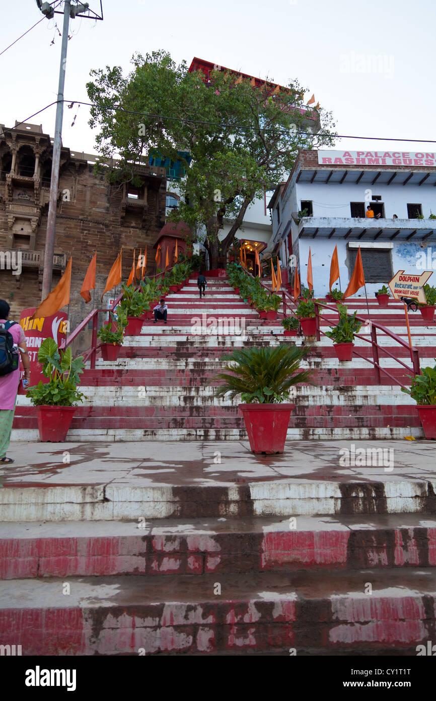 Typical Stairways at the Ghats on the Riverbanks of the Ganges in ...