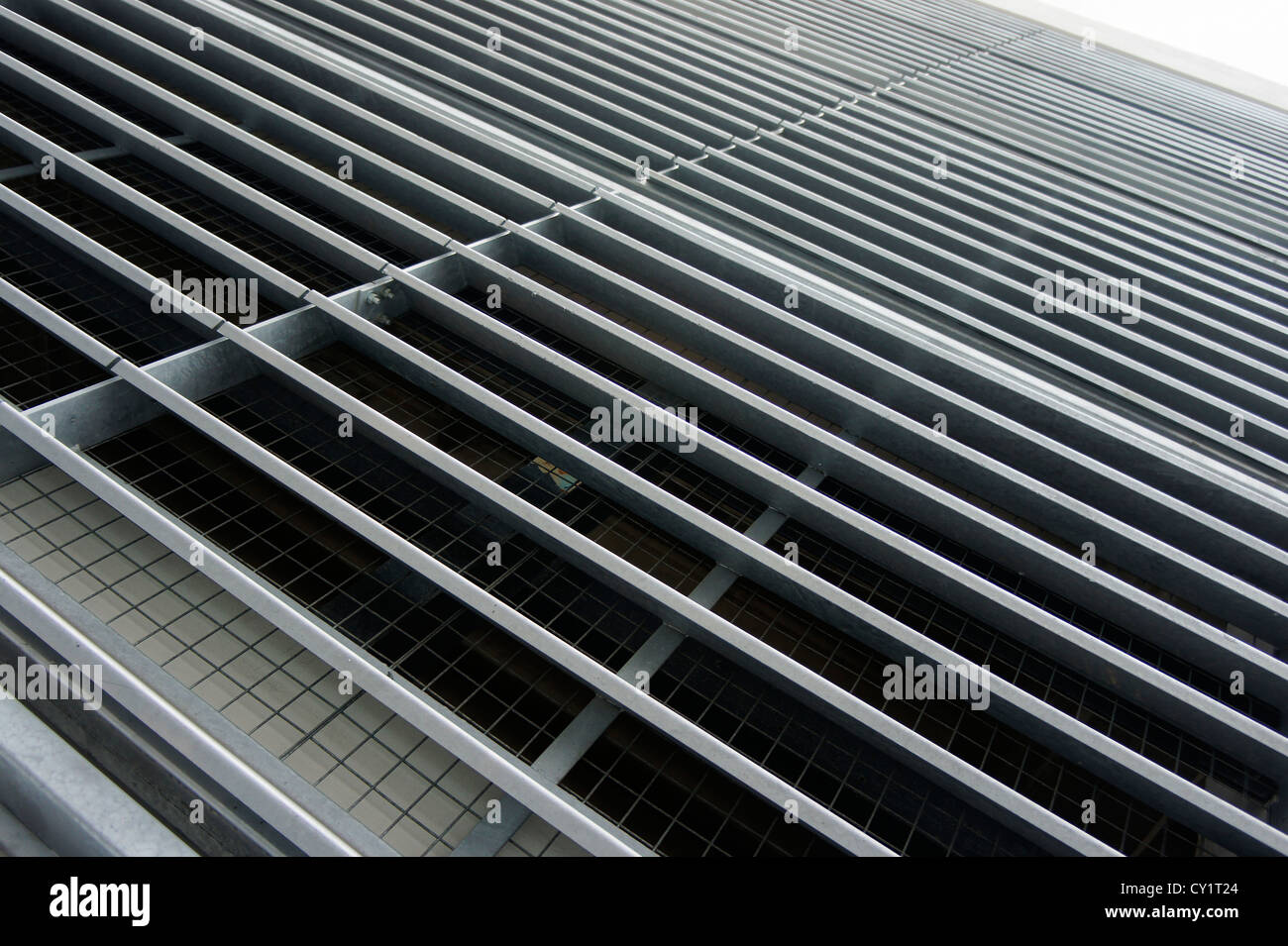 Diagonal image of a louvered vent extending almost the full height of a ...