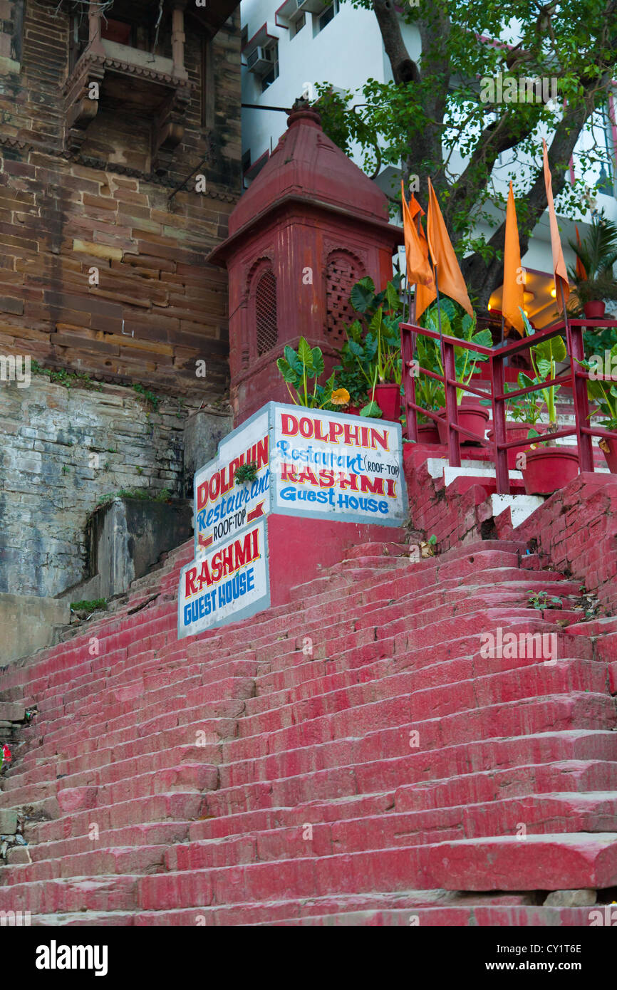 Typical Stairways at the Ghats on the Riverbanks of the Ganges in ...