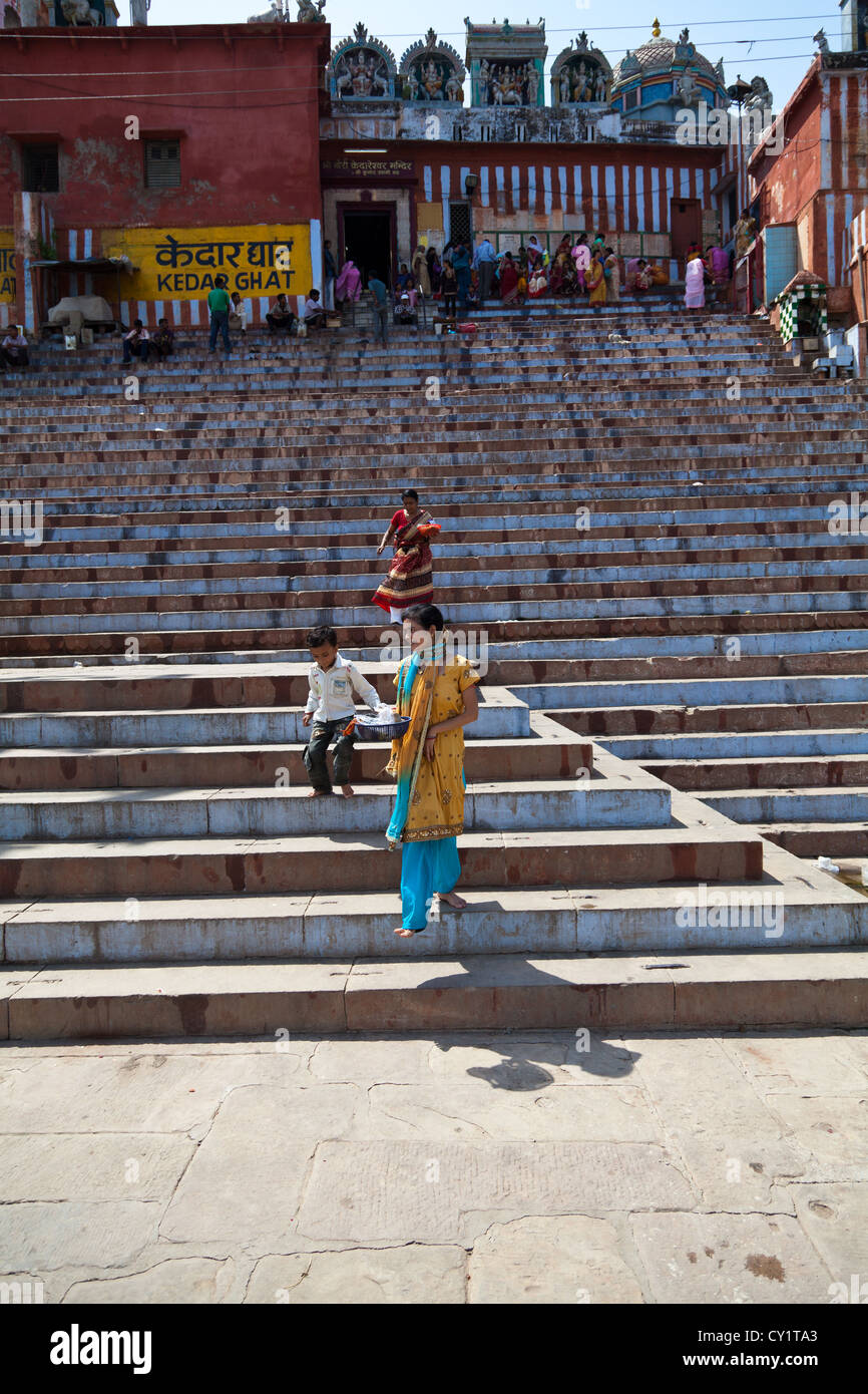 Typical Stairways at the Ghats on the Riverbanks of the Ganges in ...