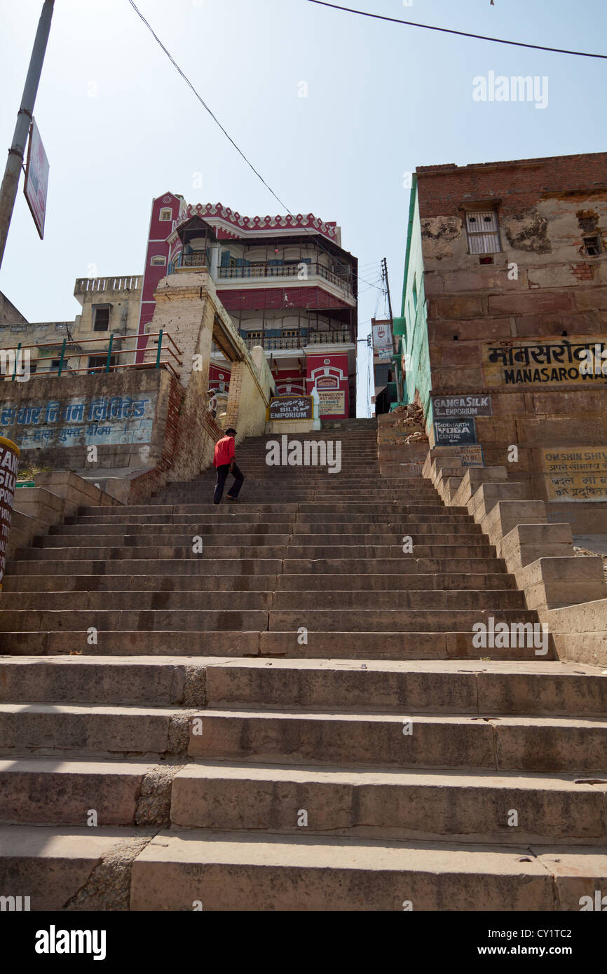 Typical Stairways at the Ghats on the Riverbanks of the Ganges in ...