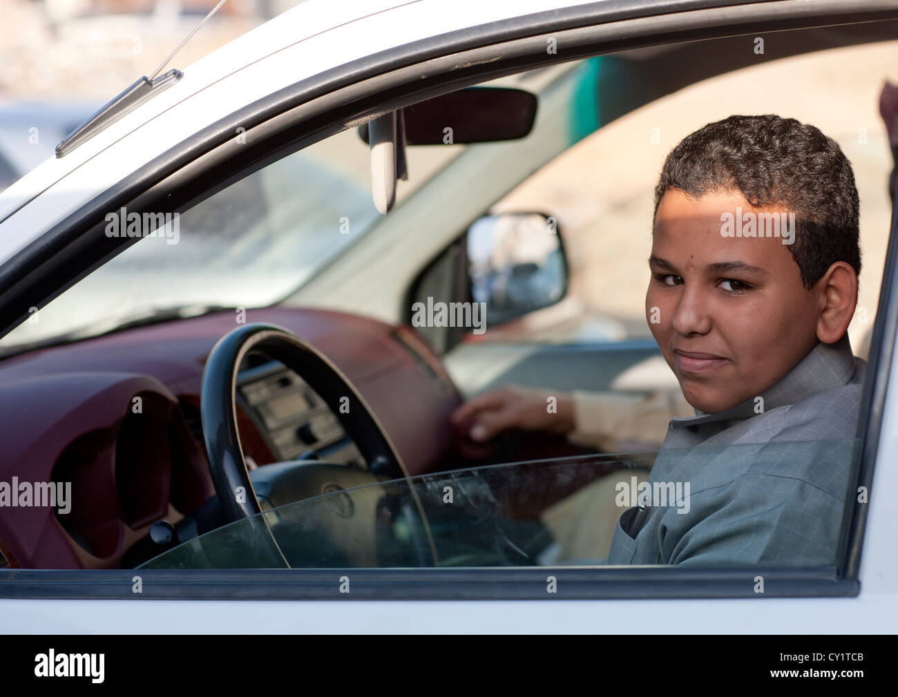 Kid Driving A Car In Saudi Arabia Stock Photo - Alamy