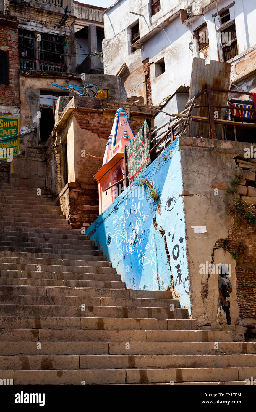 Typical Stairways at the Ghats on the Riverbanks of the Ganges in ...