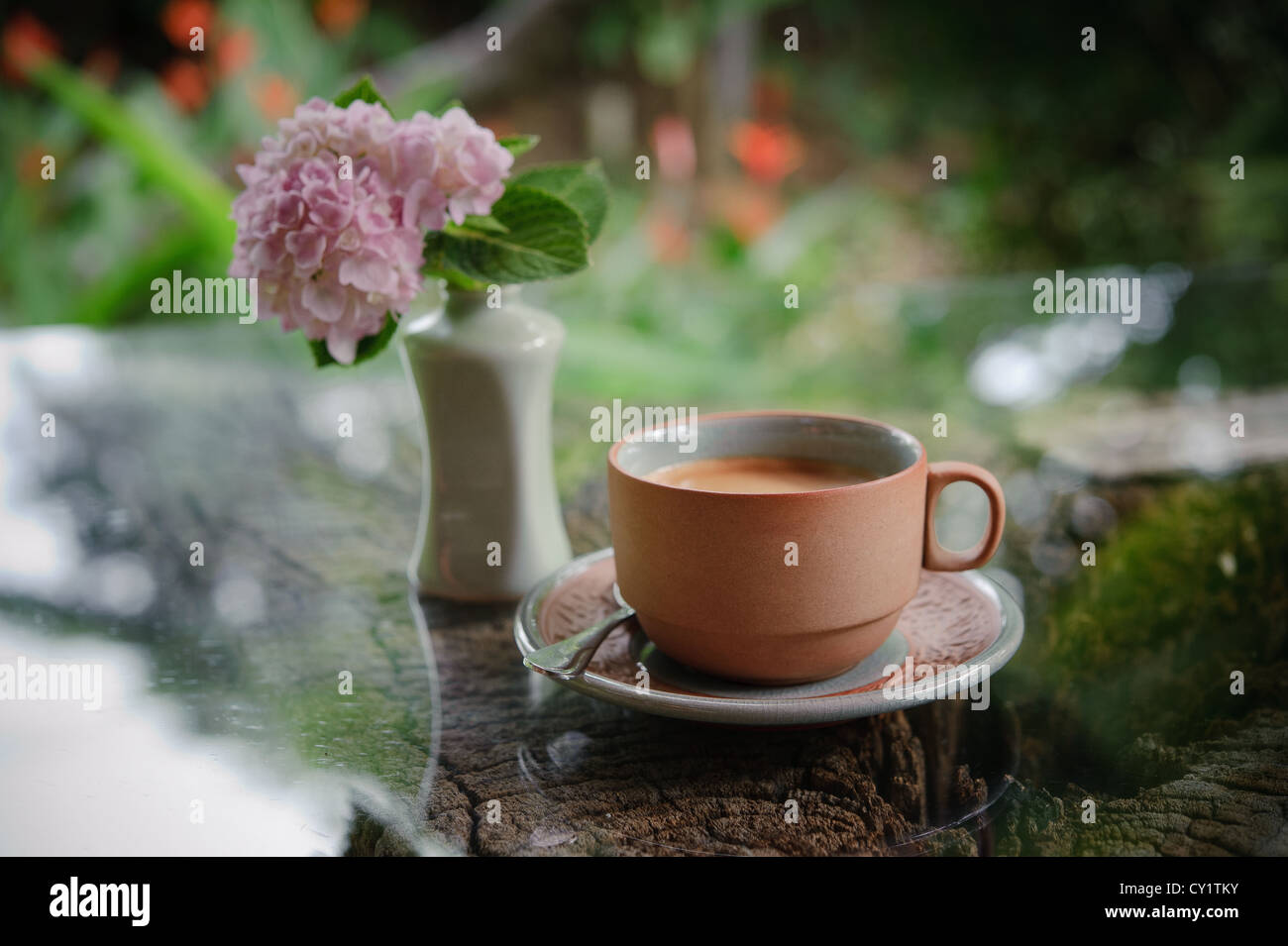 brown coffee cup on the table Stock Photo - Alamy