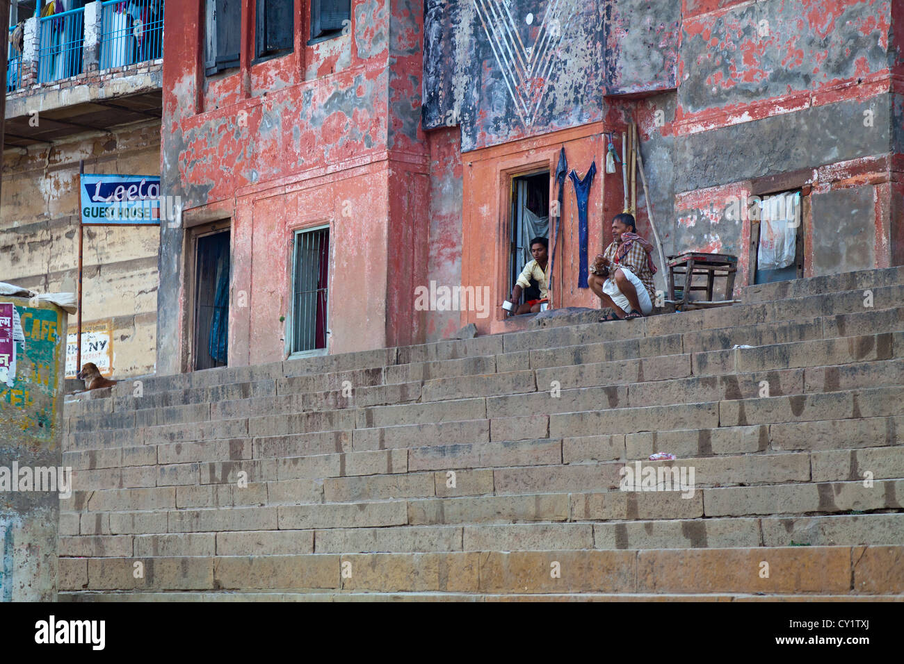 Typical Stairways at the Ghats on the Riverbanks of the Ganges in ...