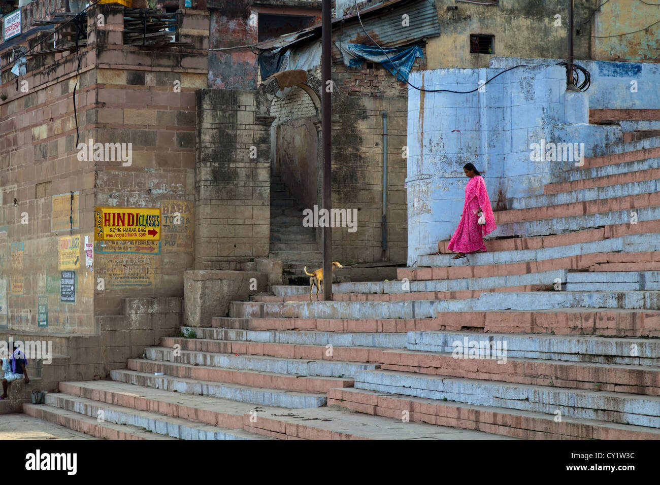 Typical Stairways at the Ghats on the Riverbanks of the Ganges in ...