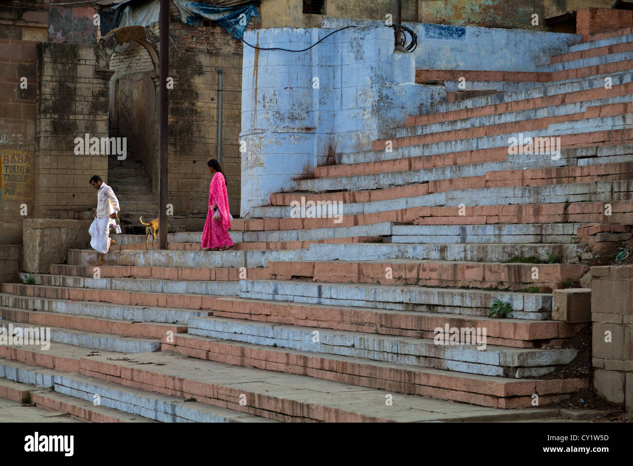 Typical Stairways at the Ghats on the Riverbanks of the Ganges in ...