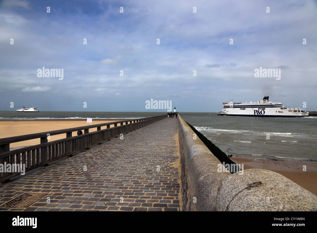 Calais France Cote D'opale Pas De Calais People Walking On Pier And P&O ...