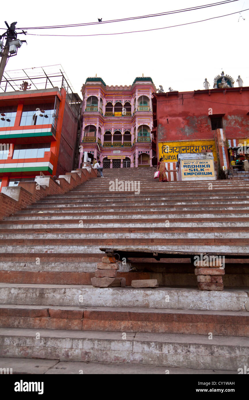 Typical Stairways at the Ghats on the Riverbanks of the Ganges in ...