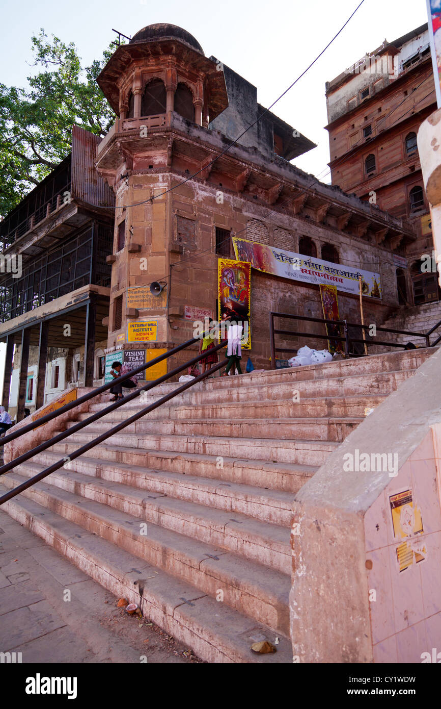 Typical Stairways at the Ghats on the Riverbanks of the Ganges in ...