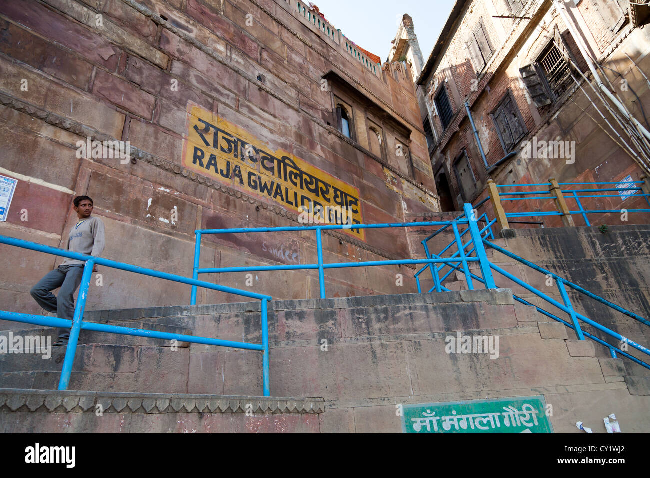 Typical Stairways at the Ghats on the Riverbanks of the Ganges in ...