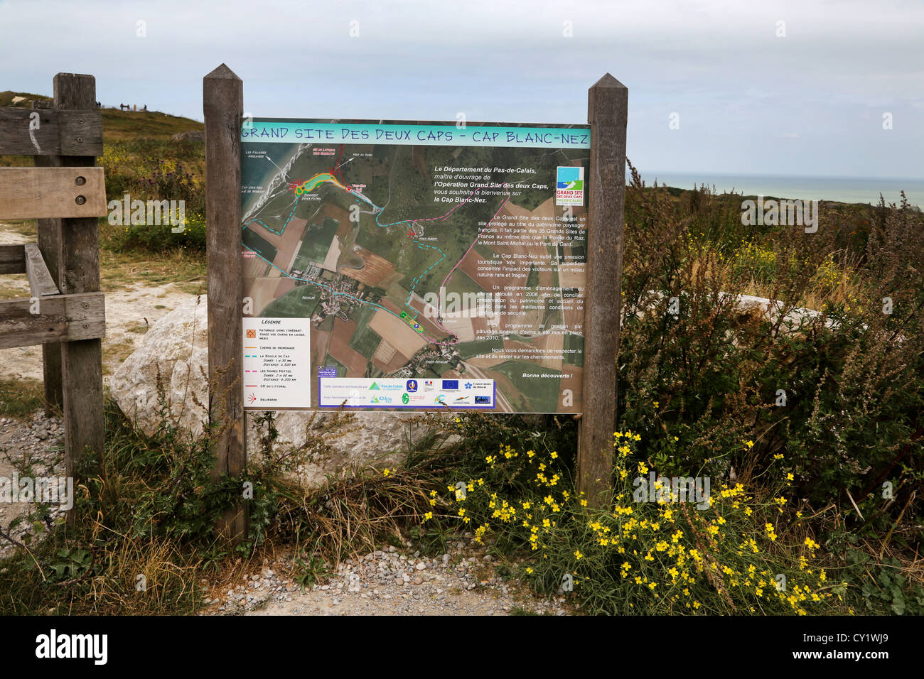 cap blanc nez france cote d'opale pas de calais map of the area Stock ...
