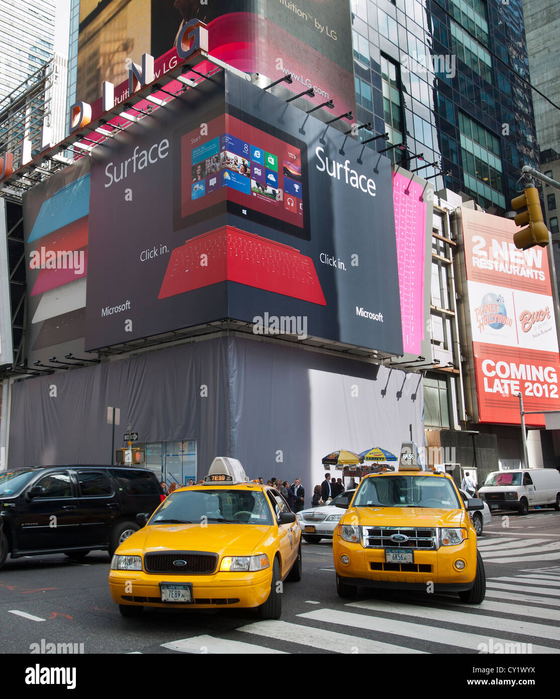 A billboard in Times Square in New York announces the arrival of the ...