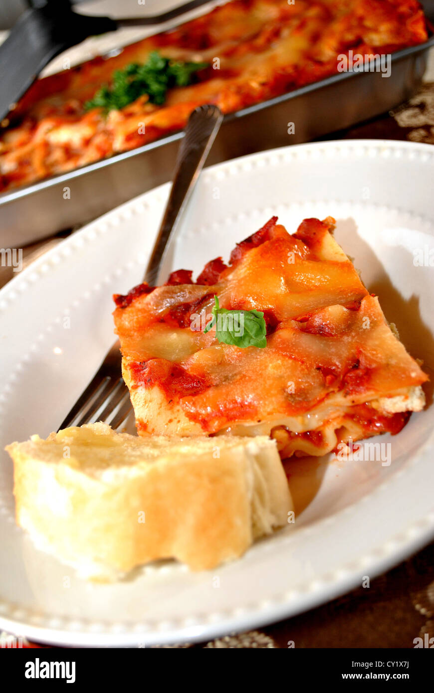 Italian Bread and Lasagna Stock Photo - Alamy