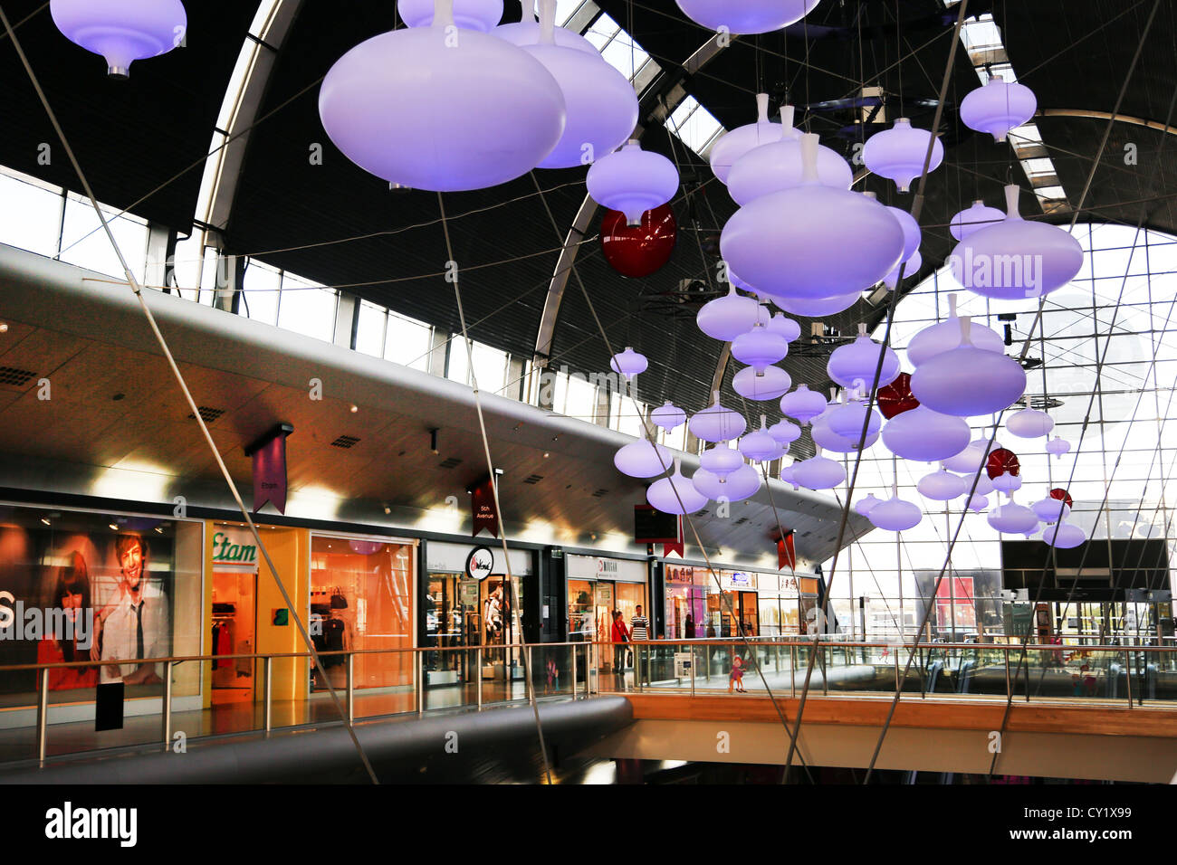 Calais France Cite Europe Shops And Lights Hanging from Ceiling Stock ...