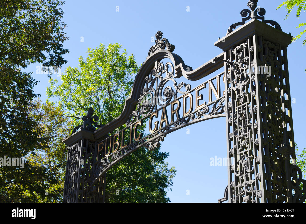 Cast iron entrance gate to public gardens Halifax Stock Photo - Alamy