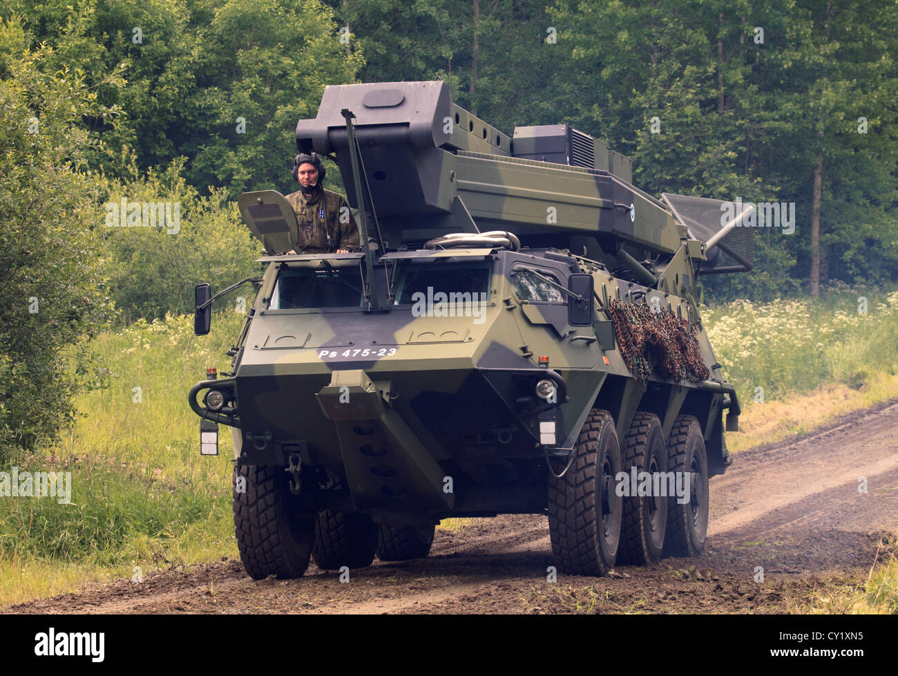 Air defence radar mounted on a Sisu XA-182 APC of the Finnish Army ...