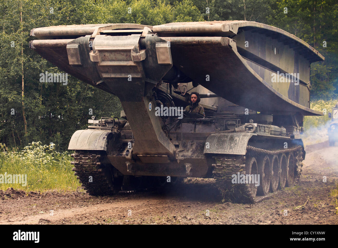 MT-55A armored bridgelayer of the Finnish Army Stock Photo - Alamy