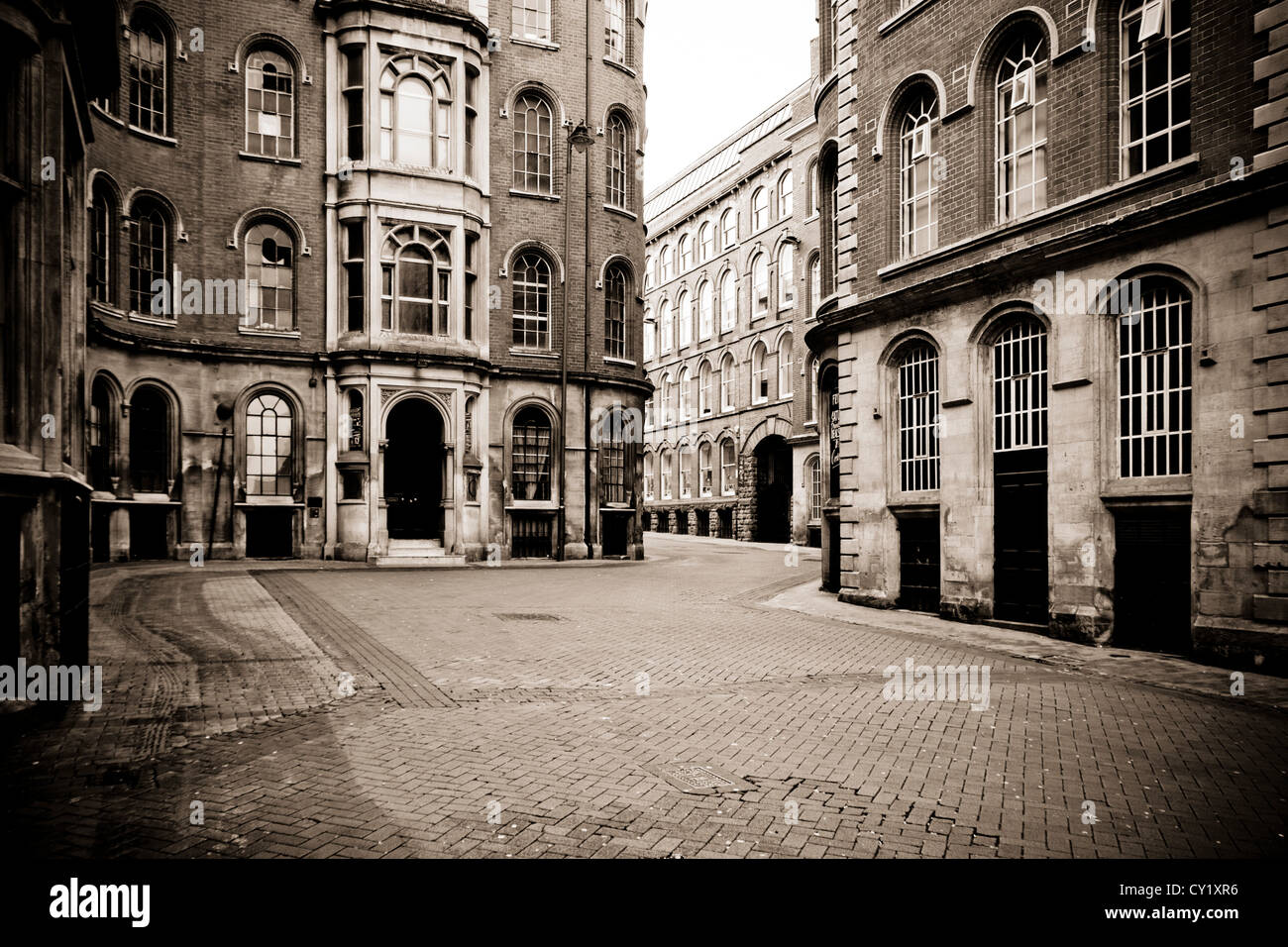 old building empty street sepia gothic Stock Photo - Alamy
