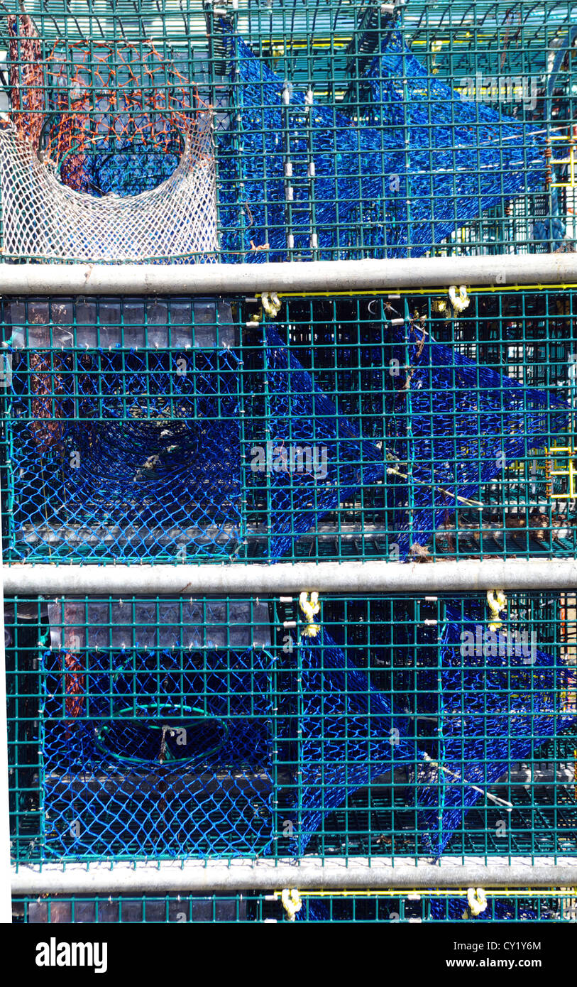 Metal lobster traps stacked for the upcoming season Stock Photo - Alamy