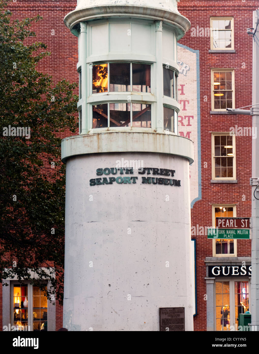 South Street Seaport museum sign Stock Photo - Alamy