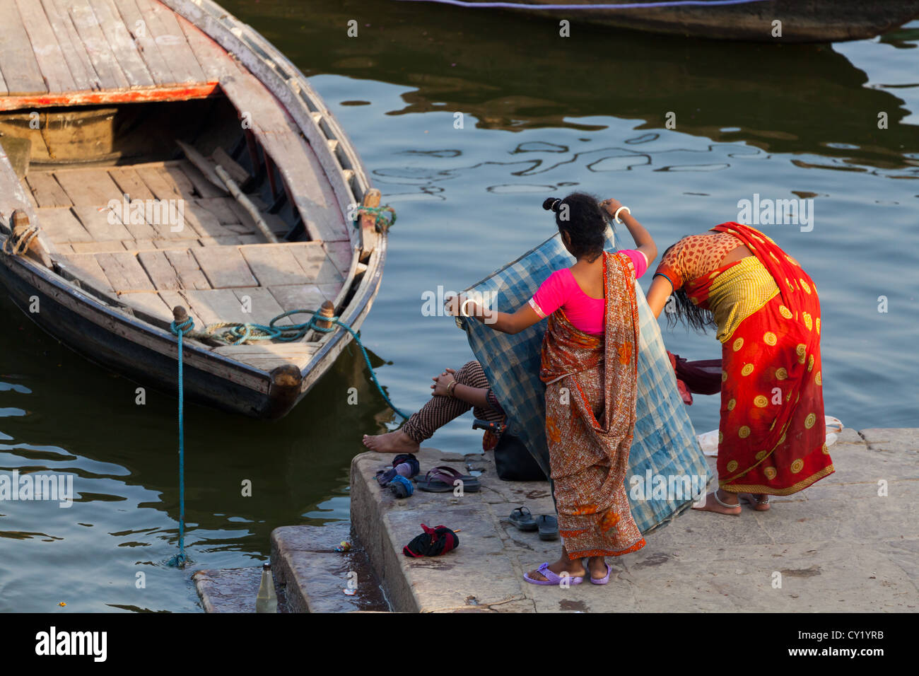 Doing the Laundry on the Banks of the River Ganges in Varanasi, India ...
