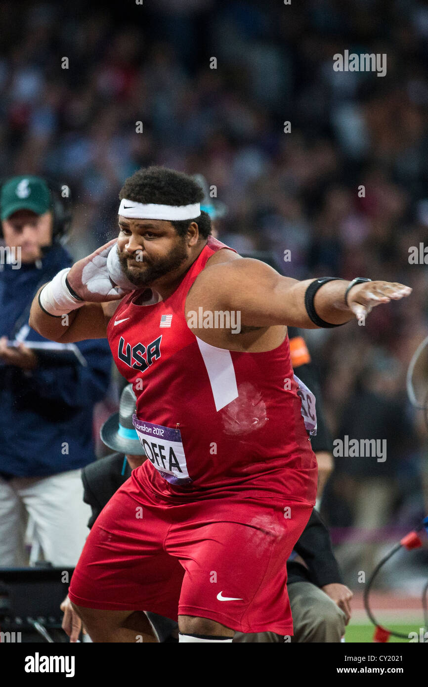 Reese Hoffa (USA) competing in the men's shot put at the Olympic Summer ...