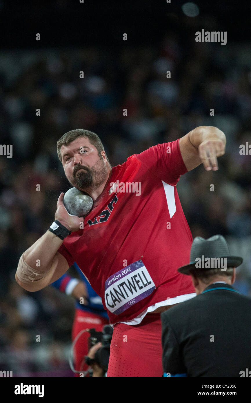 Christian Cantwell (USA) competing in the men's shot put at the Olympic ...