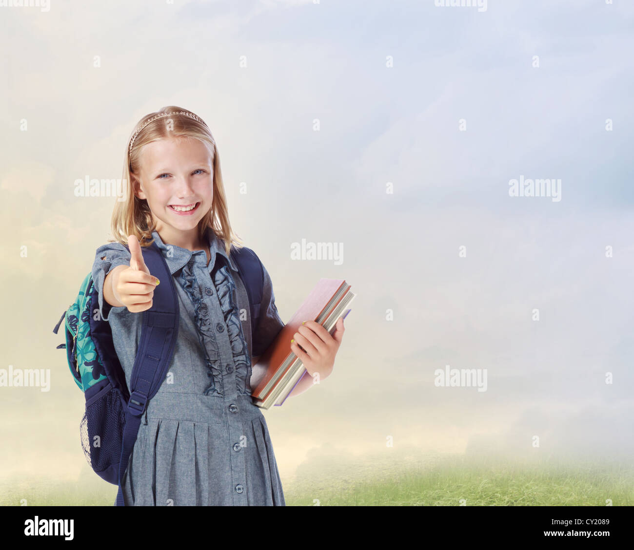 Young Blond School Girl Stock Photo - Alamy