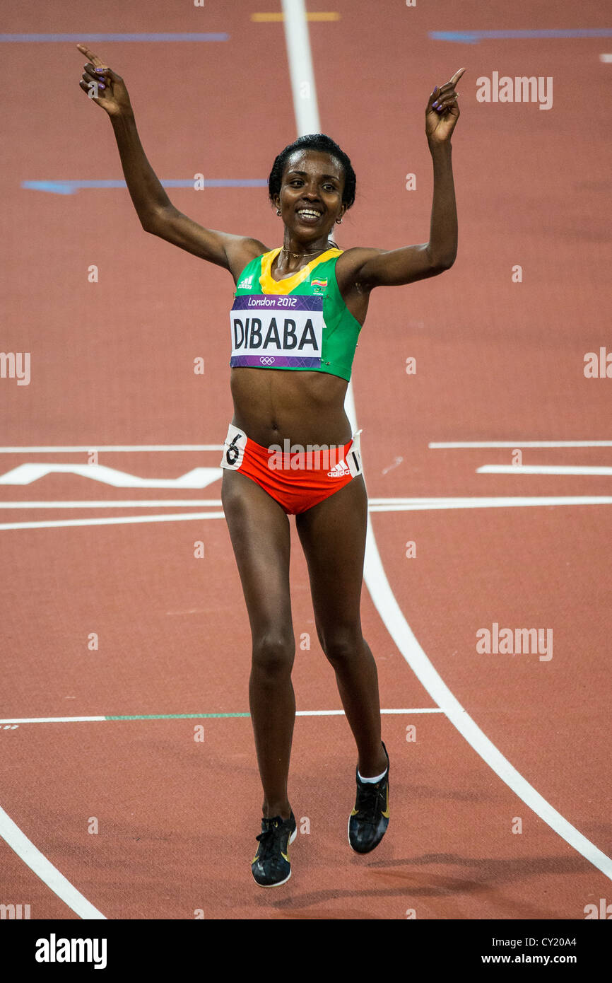 Tirunesh Dibaba (ETH) wins the gold medal in the women's 10000m at the ...