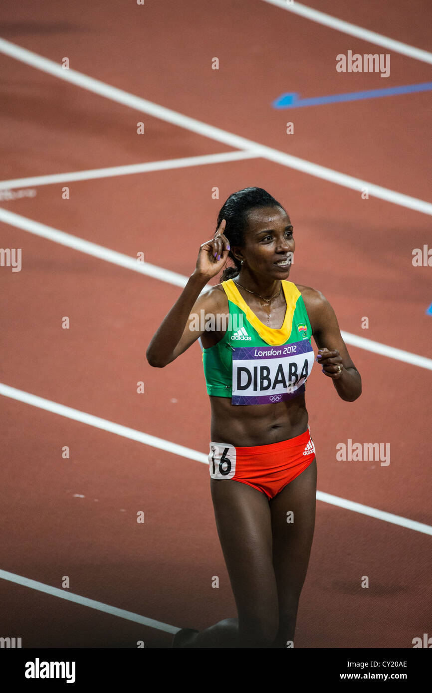 Tirunesh Dibaba (ETH) wins the gold medal in the women's 10000m at the ...