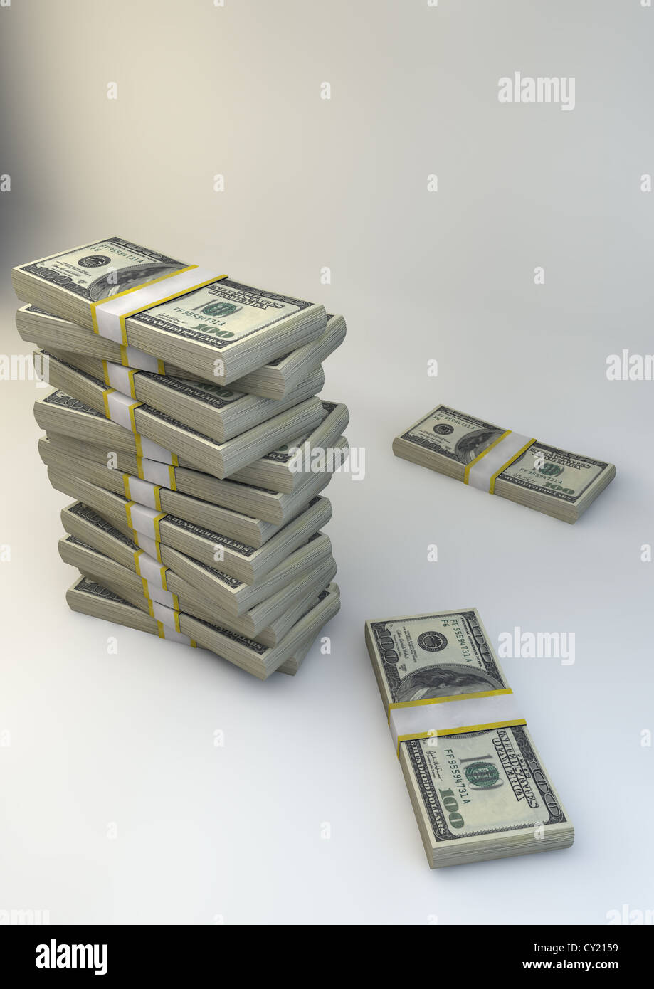 Multiple Stacked Dollar Bills on white background Stock Photo - Alamy