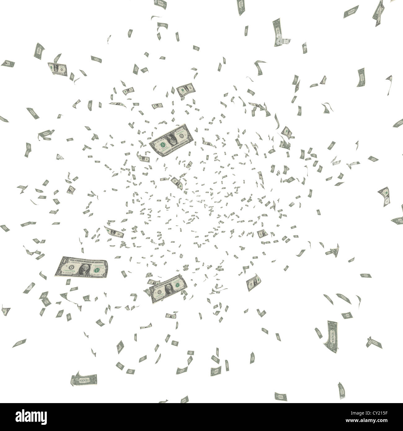 3d American Dollars Flying On Air Concept Illustration, isolated on ...