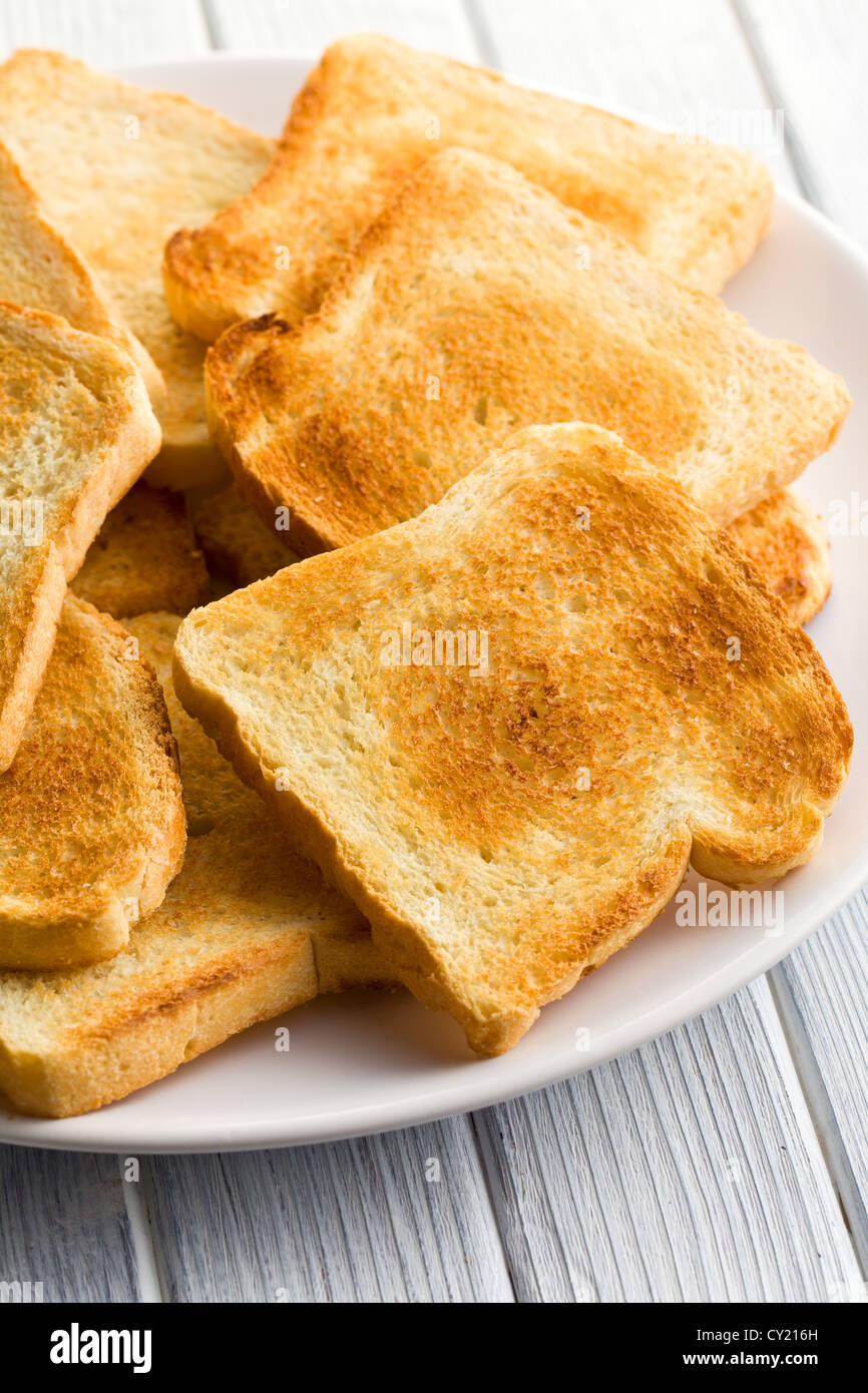 white toasted bread on a plate Stock Photo - Alamy
